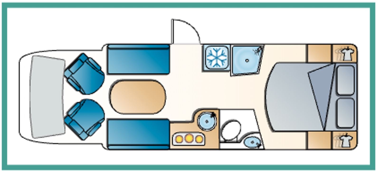 Motorhome island bed layout