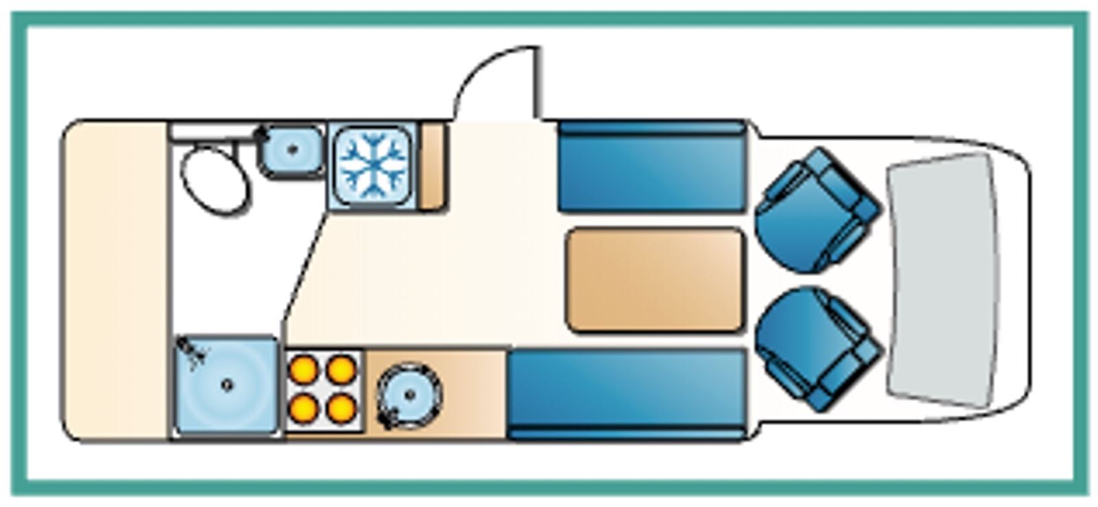 Motorhome rear lounge layout